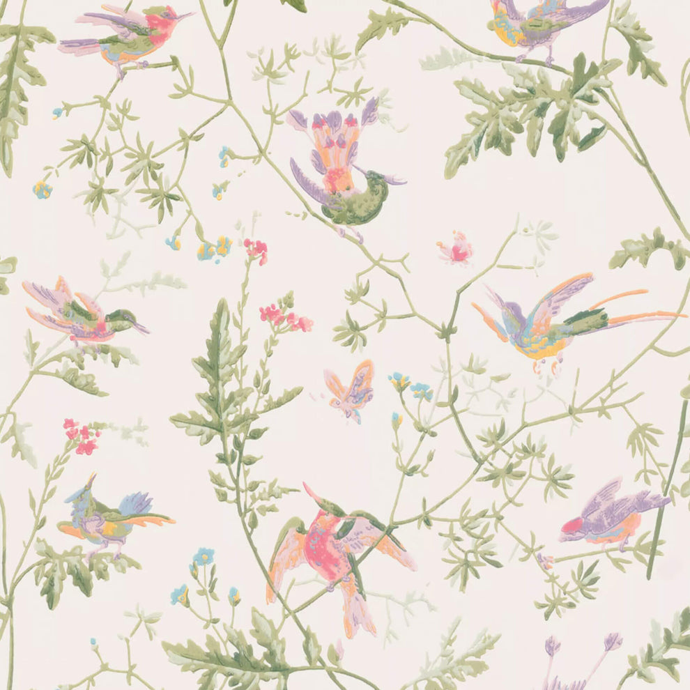 100/14067.CS.0 Cole & Son Hummingbirds Wallpaper - Soft Multi-Colour ...