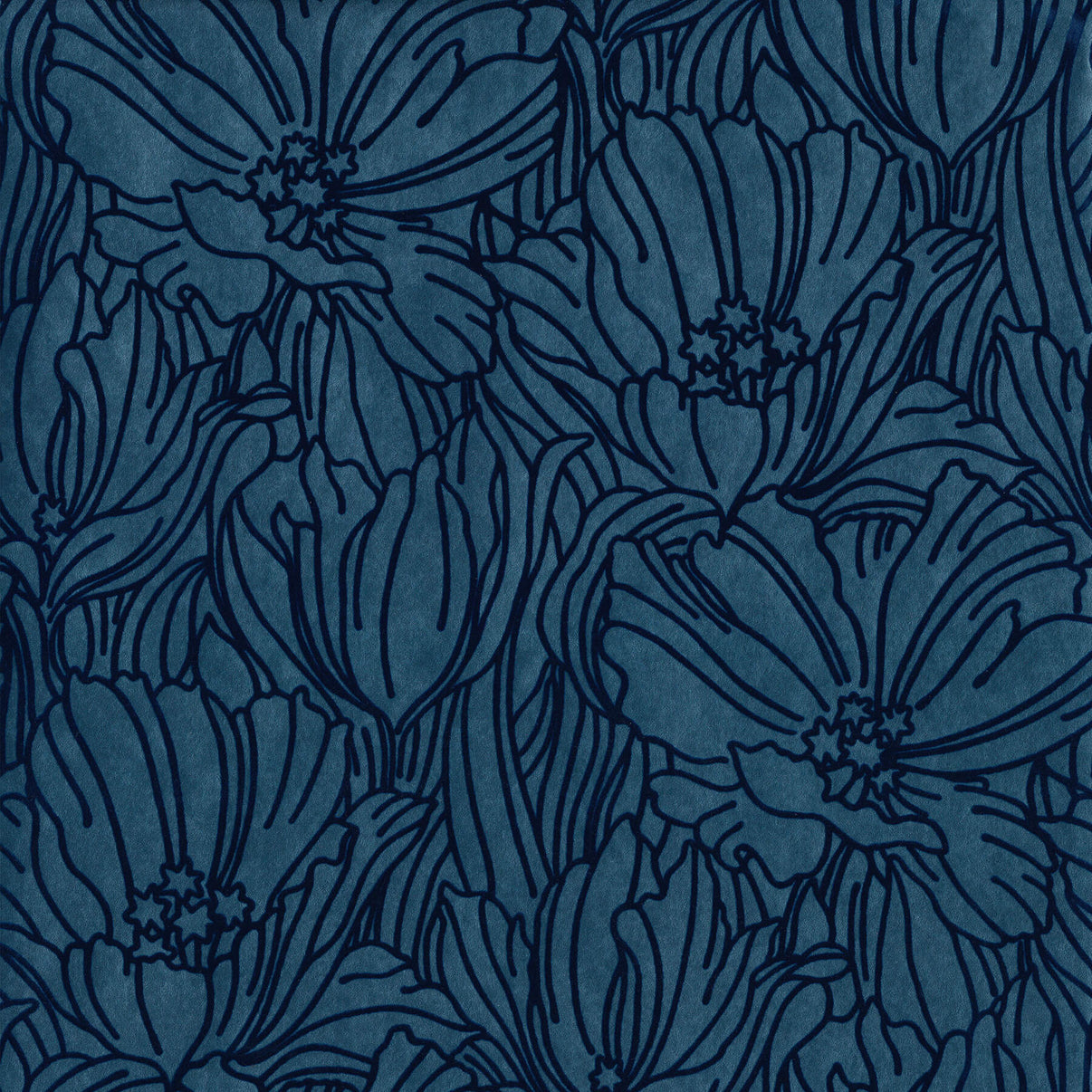 2970-87356 A-Street Prints Revival Selwyn Flock Wallpaper - Dark Blue ...