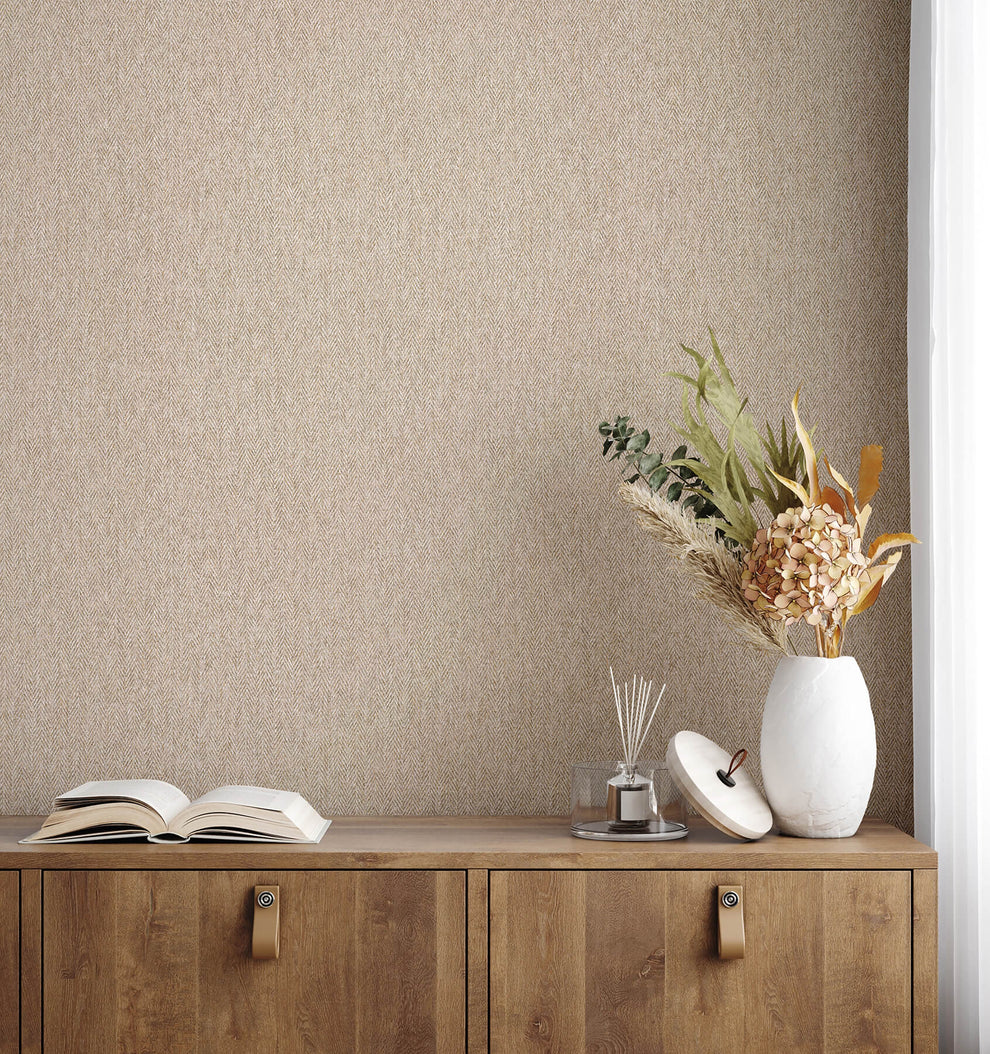 4164-M1825 Westbury Forest Herringbone Tweed Wallpaper - Neutral – US ...
