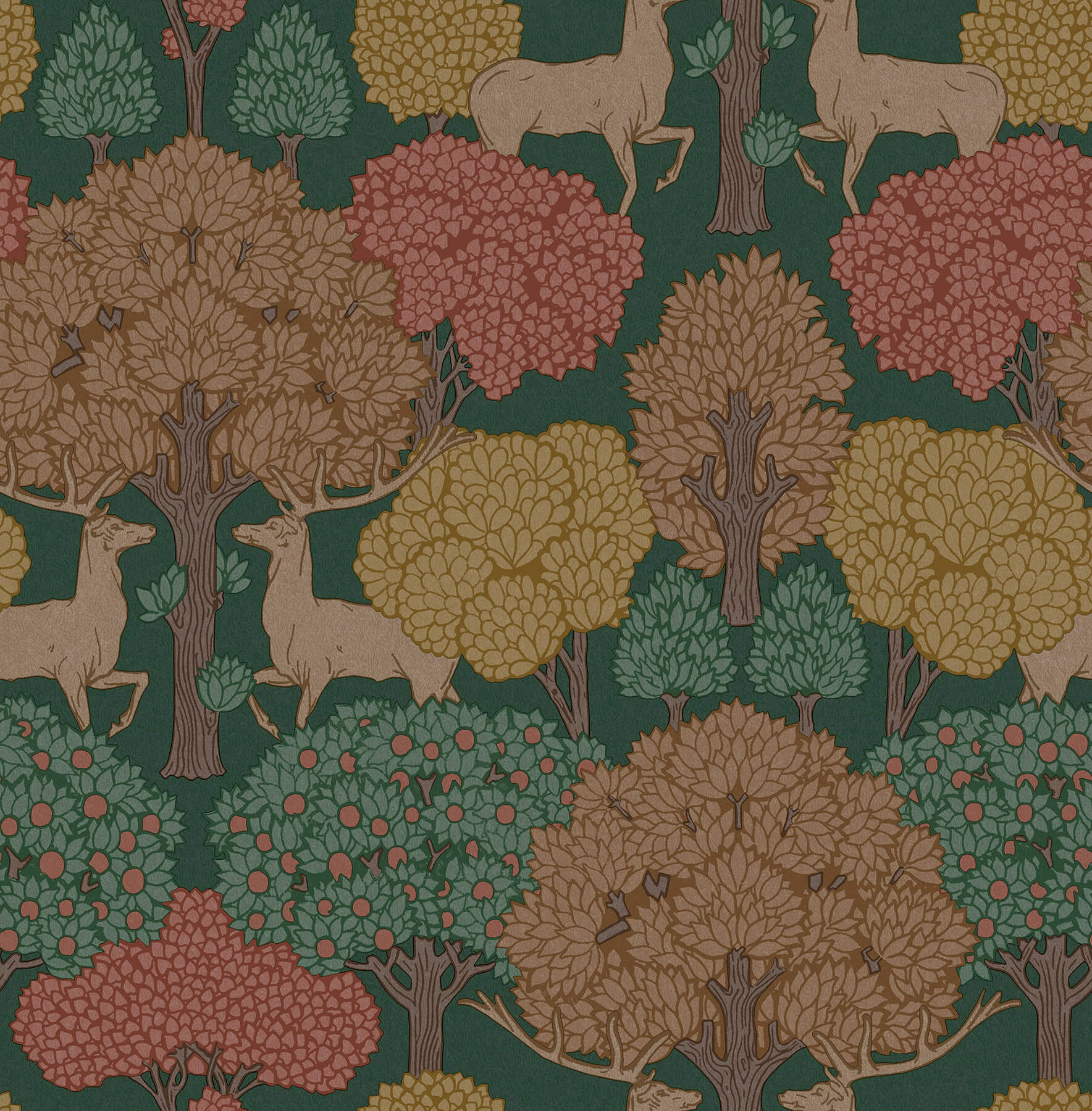 4164-M1849 Westbury Forest Forest of Arden Deer Wallpaper - Green – US ...
