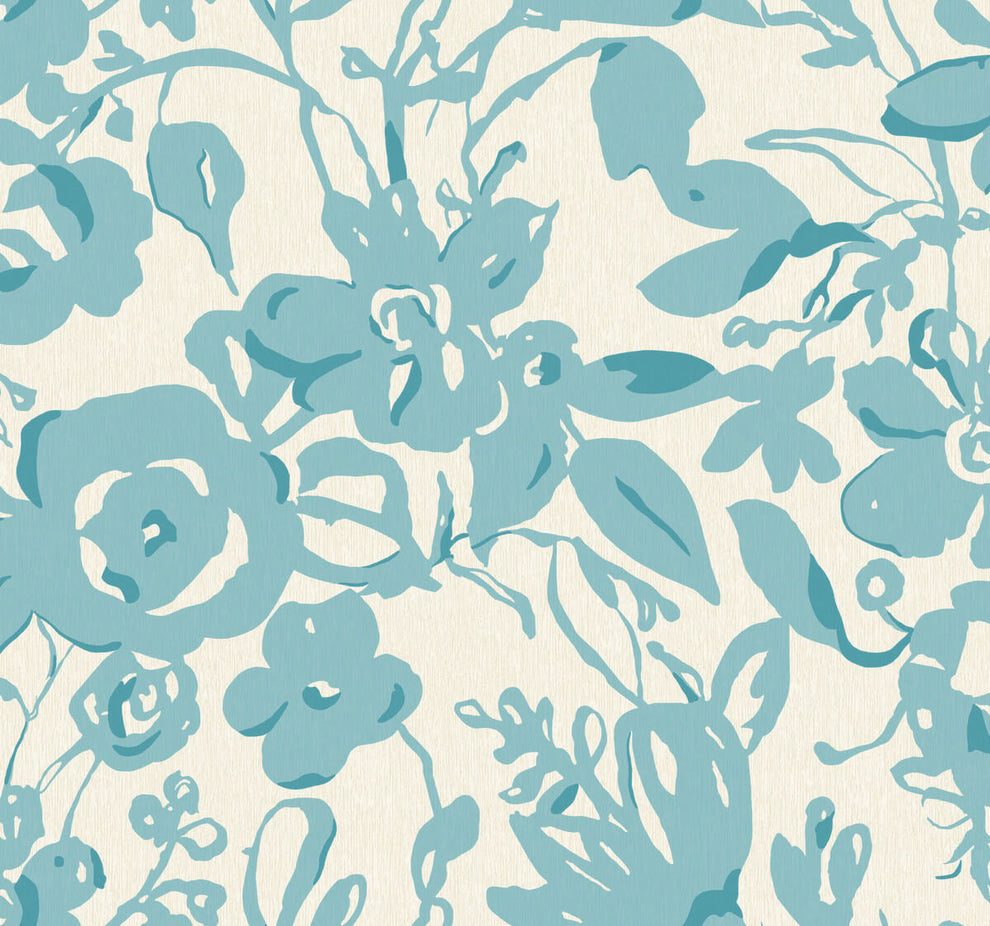 BL1736 Blooms Second Edition Brushstroke Floral Wallpaper - Aqua – US ...