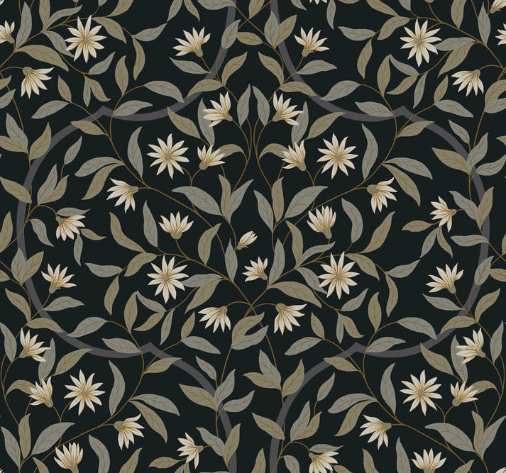 GO8257 Greenhouse Jasmine Wallpaper - Midnight – US Wall Decor