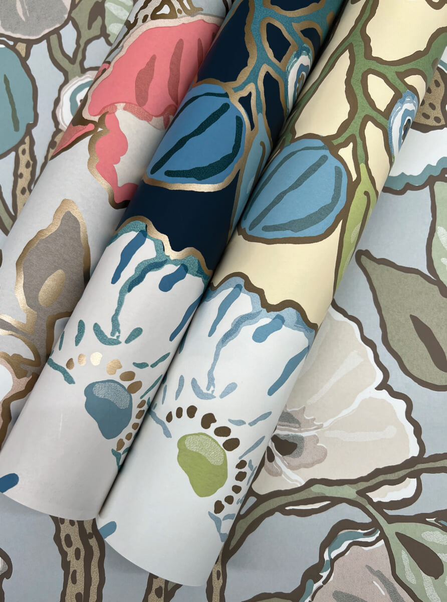 GO8312 Greenhouse Vincent Poppies Wallpaper - Indigo – US Wall Decor