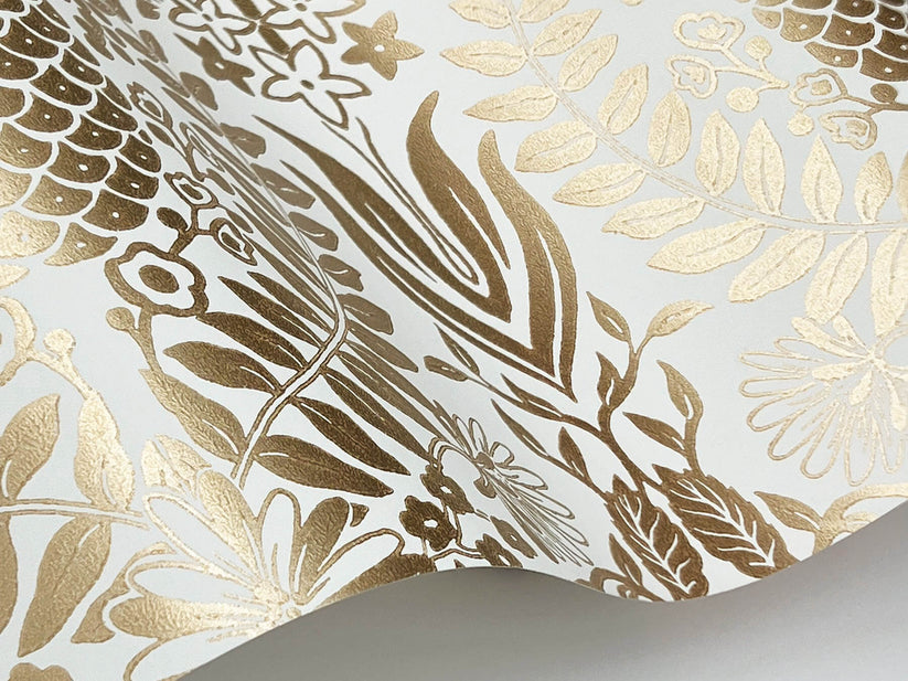 RF7482 Rifle Paper Co. 3rd Edition Pineapple Damask Wallpaper - Gold ...