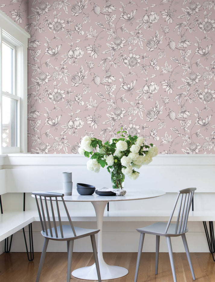 RT7851 Toile Resource Library Passion Flower Toile Wallpaper - Purple ...