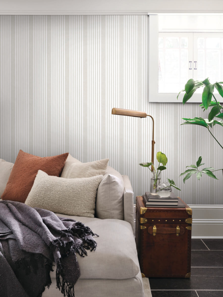 SR1581MH Magnolia Home Book 4 French Linen Stripe Wallpaper - Soft ...