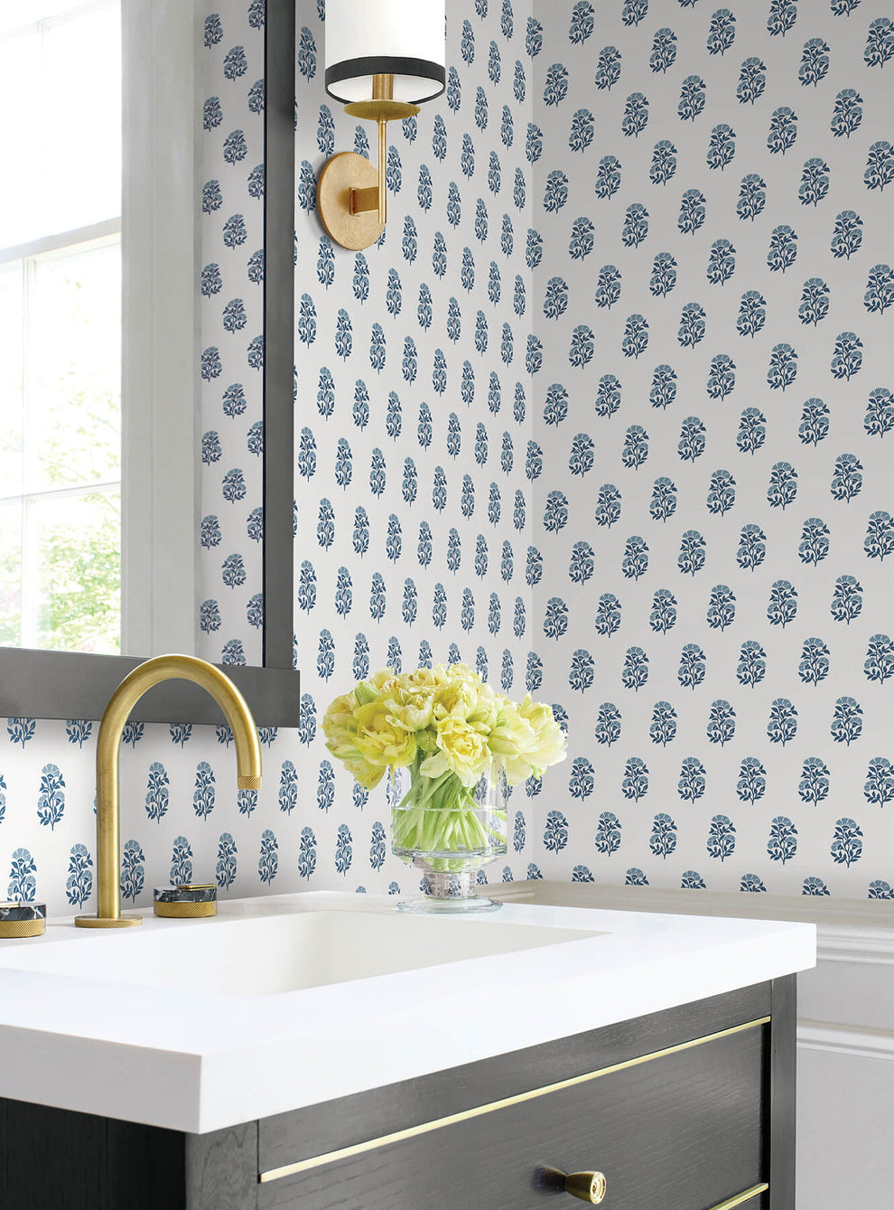 VP1384 Antonina Vella Jardin Sylvie Floral Wallpaper - Indigo – US Wall ...