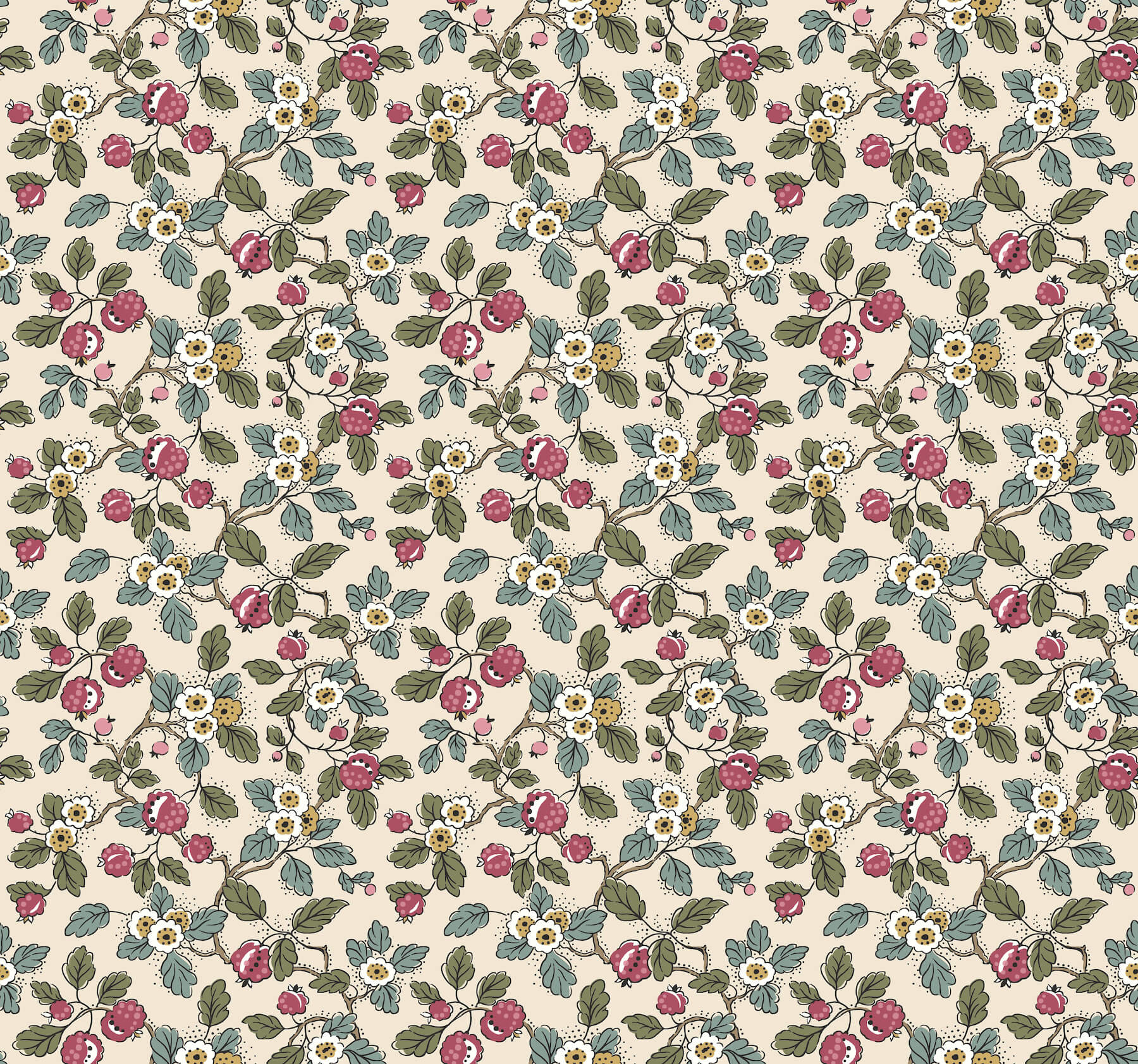 VP1411 Antonina Vella Jardin Framboise Berry Vines Wallpaper - Mulberry ...