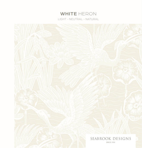 EW12007 Seabrook White Heron Water Lilies Wallpaper - Antique Pearl ...