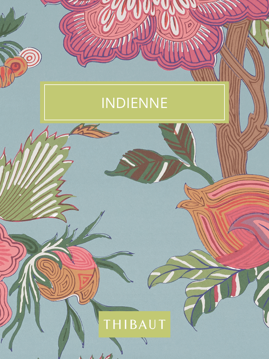 T36403 Thibaut Indienne Corwin Wallpaper - Slate on Natural – US Wall Decor