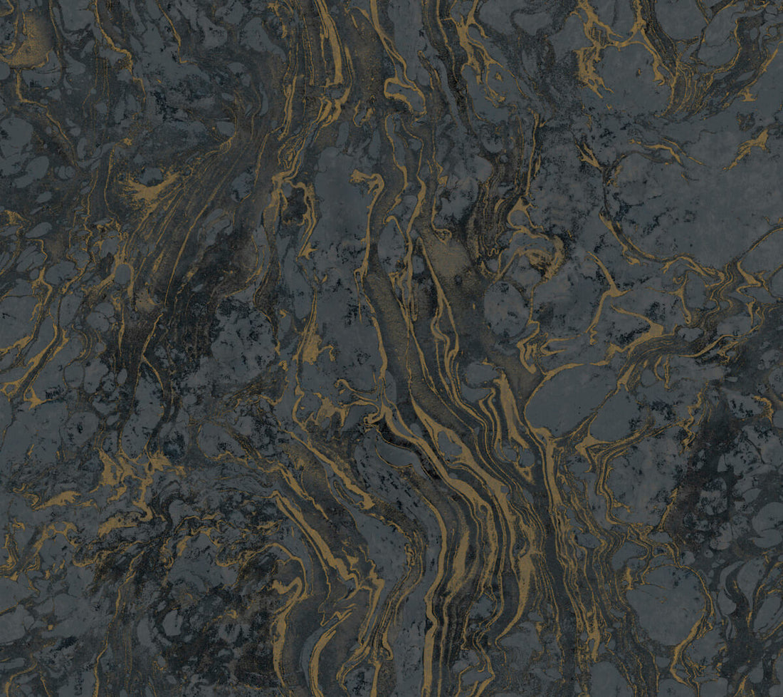KT2224 Ronald Redding 24 Karat Polished Marble Wallpaper - Black – US ...