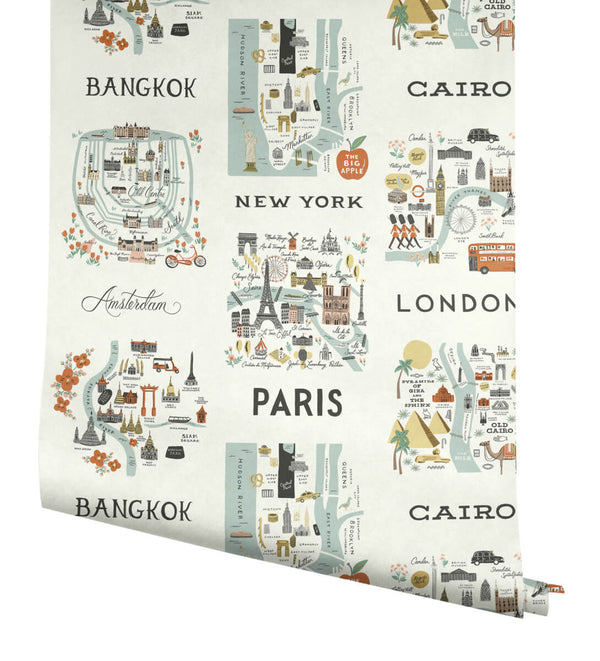 PSW1195RL Rifle Paper Co. City Maps Peel & Stick Wallpaper - Mint – US ...