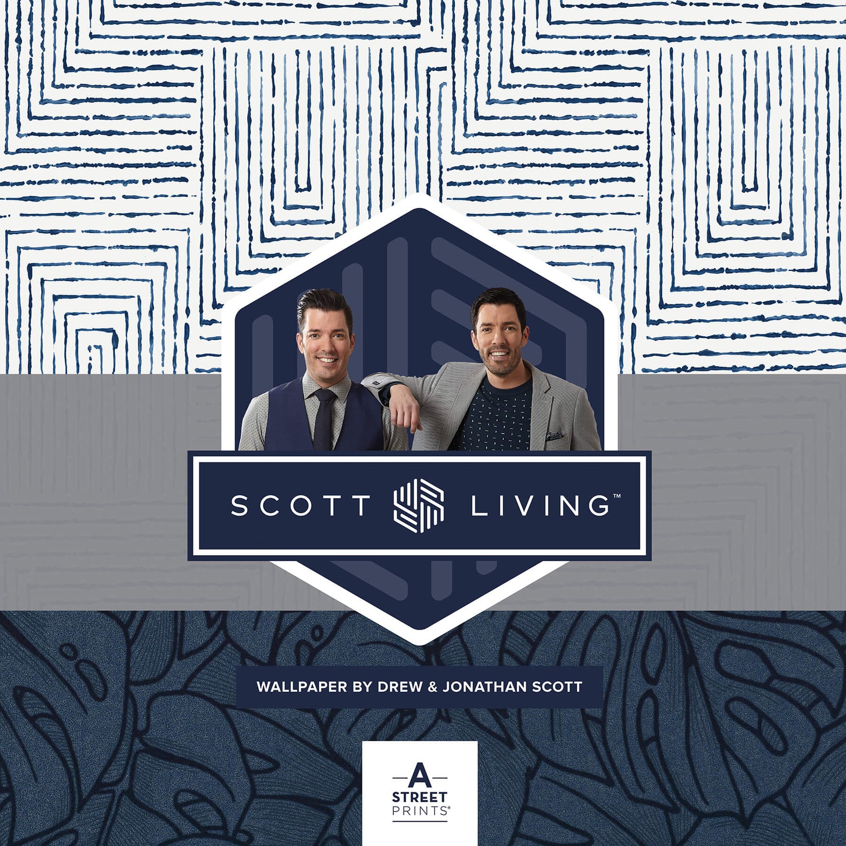 2964-25906 Scott Living Karson Swirling Geometric Wallpaper - Warm Grey ...